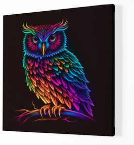 Obraz na plátně - Barevná neonová sova FeelHappy.cz Velikost obrazu: 100 x 100 cm