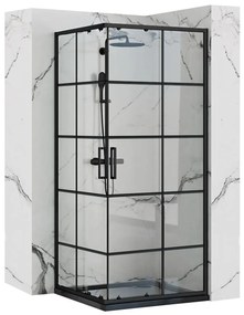 Rea - Concept sprchový kout s posuvnými dveřmi 90 x 90 cm, černý profil - čiré sklo 5mm, REA-K5478