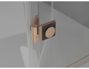 Mexen Lunar, L půlkruhový výklopný sprchový kout 90 x 90 cm, 8mm čiré sklo, profil měděná matná, 833L-090L-090P-65-00