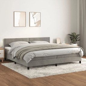 Box spring postel s matrací světle šedá 200x200 cm samet,  3141263