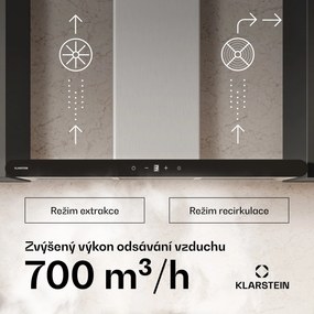 Klarstein Digestoř CurveVent, 700 m³/h, Touch, LED, 110 W, EEK A+