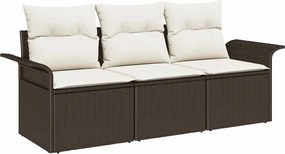 Set pohovek 3 ks 3-Počet míst Hnědá a krémová polyratan 3345218