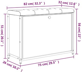 Botníková lavice s výklopnou zásuvkou dub sonoma 82x32x56 cm - Default Title