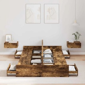 Rám postele s úložným prostorem s čelo Kouřový dub 120 x 190 cm 3335329