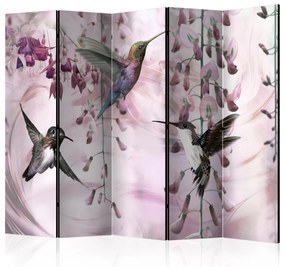 Paraván - Flying Hummingbirds (Pink) [Room Dividers]