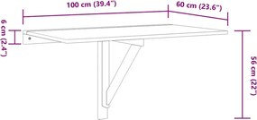 vidaXL Nástěnný sklápěcí stůl 100x60x56 cm kompozitní dřevo [243054] Barva: hnědý dub