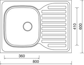 Nerezový dřez Sinks CLP-D 800 M 0,5mm matný