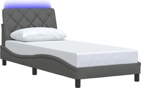 Rám postele s LED bez matrace Tmavě šedá 90x200 cm Látka 3310644