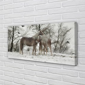 Obrazy na plátně Zimní lesní jednorožci 140x70 cm