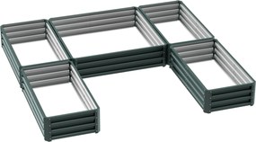Outsunny Modulární ocelová zahradní čtvercová nádobka na zeleninu, sada 5 květináčů pro zeleninu, rostliny, květiny, rozměry 245L x 242W x 31H cm, ze…