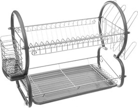 Odkapávač na nádobí s košíkem na příbory, dvoupatrový, 52 x 26 x 39 cm