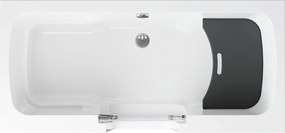 Vana s dvířky Polimat OVI 160x75 LEVÁ s bílým čelním krycím panelem + vanový sifon automat s přepadem VABPS-ZU 70