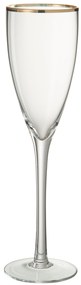 Sklenička na sekt se zlatým okrajem - 6,5*6,5*25 cm