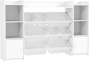 AIYAPLAY Dětský regál na hračky s 8 vyjímatelnými boxy, 4 otevřené přihrádky, 2 přihrádky ve skříňce, dětský regál do dětského pokoje, mateřské školy…