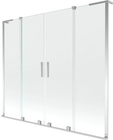 Mexen Velar L Duo, 2-křídlová posuvná vanová zástěna 180 x 150 cm, 8mm čiré sklo, chromová, 896-180-003-02-01