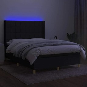 Box spring postel s matrací a LED černá 140x190 cm textil 3138871