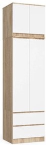 Skříň s nástavcem S 60 cm 2D 2SZ CLP dub sonoma / bílá
