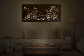 Li-Go "Motorkáři" světelný obraz 230V 120x50 cm provedení povrchu: dub světlý