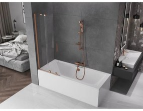 Mexen Velar, 2-křídlová posuvná vanová zástěna 75 x 150 cm, 8mm čiré sklo, měděná matná, 896-075-000-01-65