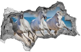 Wallmuralia Nálepka fototapeta 3D Bílí koně pláž 95x73 cm