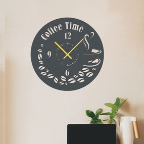 dřevo života Nástěnné hodiny COFFEE TIME Zvolte barvu dekoru: Antracitová, Zvolte velikost hodin (cm): 35x35