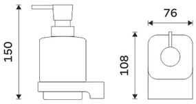 Nástěnný dávkovač tekutého mýdla hranatý, matné sklo a chrom, pumpa mosaz NIMCO MAYA MA 29031C-T-26