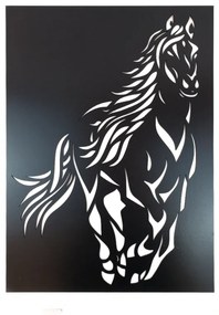 Dřevěná dekorace Obraz koně černá (67 x 49 cm) - Kvalitní samolepky.cz