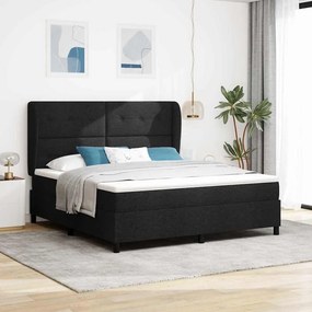 Postel s boxspringem s čelo Černá 180 x 200 cm textil 3340580