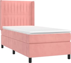 Box spring postel s matrací růžová 80 x 200 cm samet 3132770