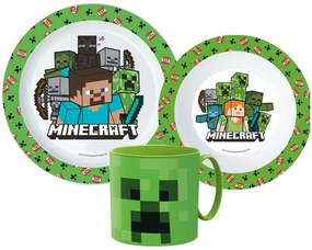 Sada plastového nádobí Minecraft s hrnkem - 3 dílná souprava