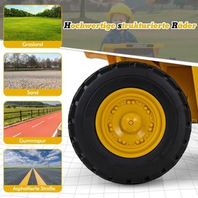 Costway Dětské elektrické auto Caterpillar 12 V skládací sklápěč s pískovou