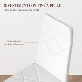 HOMCOM Set 2 čalouněných křesel s vysokým opěradlem, kuchyňské židle z umělé kůže s diamantovým prošíváním, protiskluzové nohy a ocelové nohy do obýv…