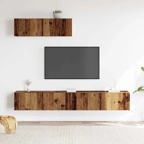 Sada 3 kusů nástěnné TV skříňka starého dřeva kompozitní dřevo 3329205