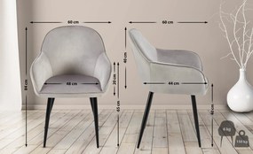 Sada 2 jídelních židlí Boise samet – šedá