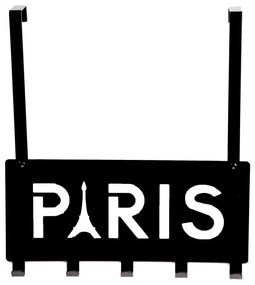 Černý kovový věšák na dveře 30 cm Paris – Compactor