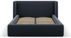 Tmavě modrá čalouněná dvoulůžková postel s úložným prostorem s roštem 140x200 cm Jason – Windsor &amp; Co Sofas