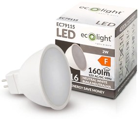 ECOLIGHT LED žárovka MR16 12V 2W neutrální bílá