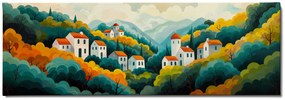 Obraz na plátně - Lesní údolí s vískou Alambra FeelHappy.cz Velikost obrazu: 150 x 50 cm