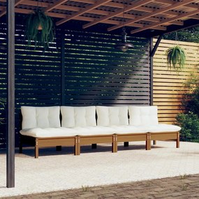 4místná zahradní pohovka s krémovými poduškami masivní borovice,  3096127