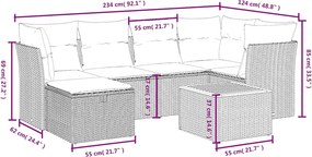 7dílná zahradní sedací souprava s poduškami černá polyratan 3264723