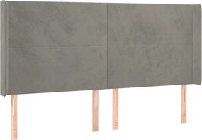 Box spring postel s matrací a LED světle šedá 200x200 cm samet 3139463