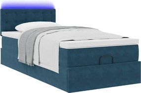 Osmanský rám postele s matrací tmavě modrá 100x200cm samet 3312750