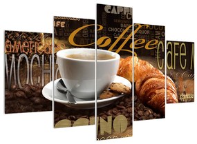 Obraz kávy a croissantů (150x105 cm)