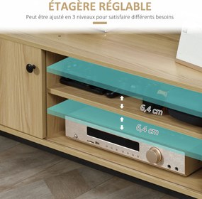 HOMCOM TV Stojan - Max. 50 Palců - 3 Úložné Prostory - 2 Otvory pro Kabely s Posuvnými Dveřmi - rozměry 120L x 39.5W x 46H cm
