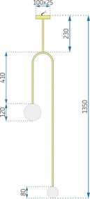 Toolight, závěsné svítidlo 2xG9 APP964-2CP, zlatá, OSW-04049