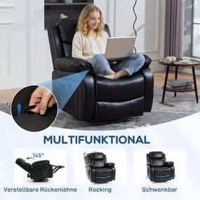 HOMCOM Masážní křeslo s 8 vibračními hlavami, relaxační křeslo, nastavitelná opěrka zad + podnožka, černé 700-056V91BK