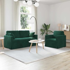Set pohovek 2 ks Tmavě zelená samet 3407553