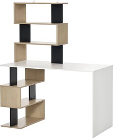 HOMCOM Stůl s knihovnou do ložnice, kancelářský stůl, PC stůl v barevném dřevě, 120x60x148cm | Aosom
