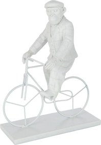 Bílá dekorativní soška opice na kole Monkey Bike - 25*13*33 cm