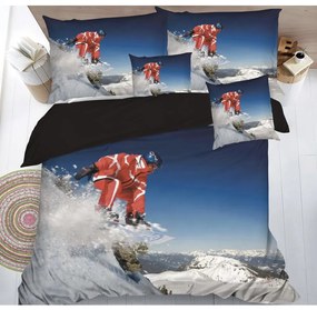 TP Sedmidílná sada 3D povlečení se vzorem 140x200+70x90 Snowbordista červený